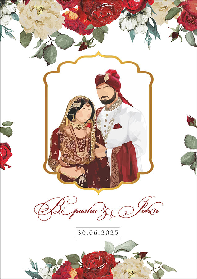 ABC 1150 Floral A5 Double-Sided Invitation - Traditional Asian Bride & – Shadicards.Com