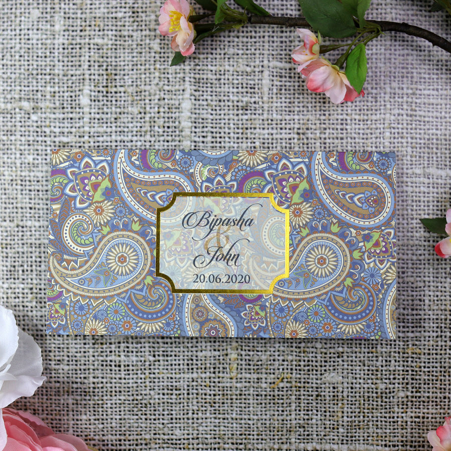 Lucid Navy Paisley Invitation ABC 372 – Shadicards.Com