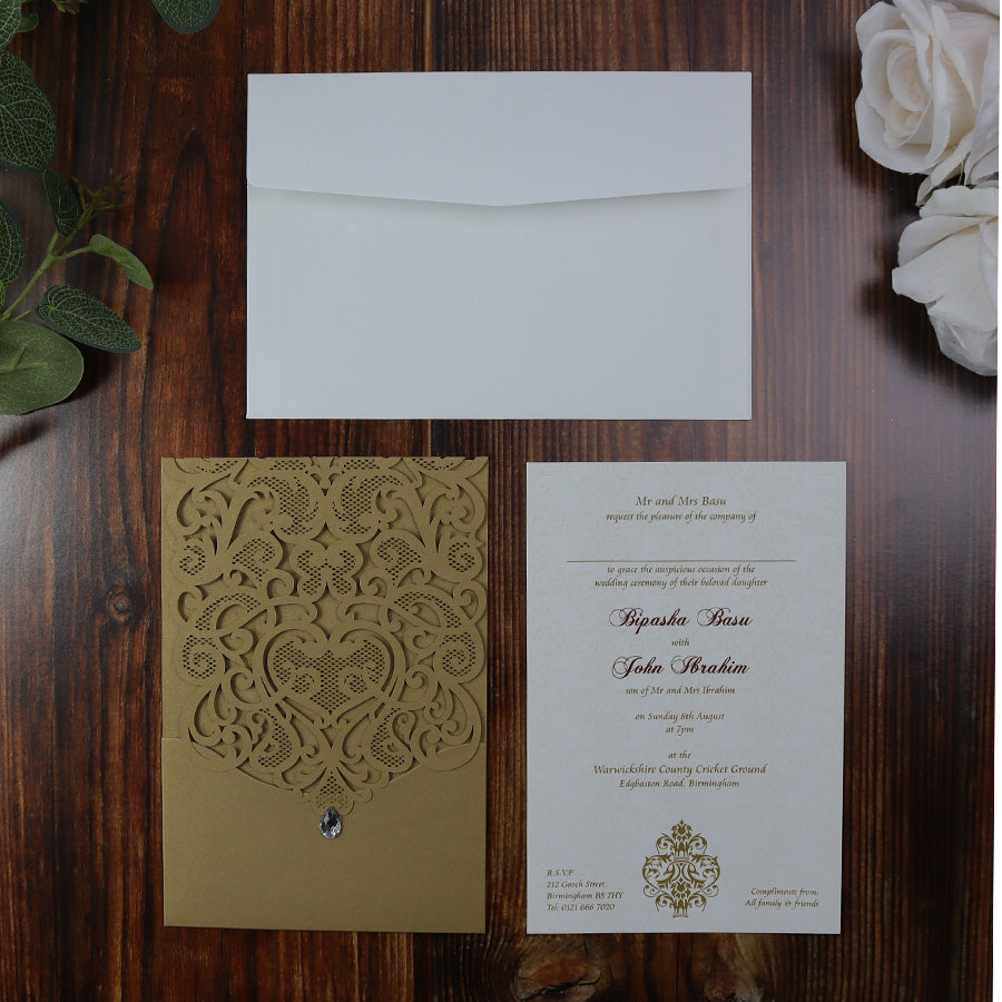 LC 1080 Royal Gold Lace Invitation – Shadicards.Com
