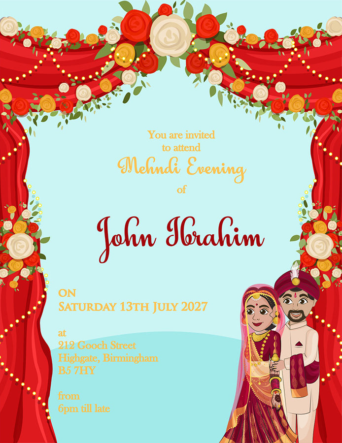 MND 345 Elegant Mehndi / Sangeet Invitation – Shadicards.Com