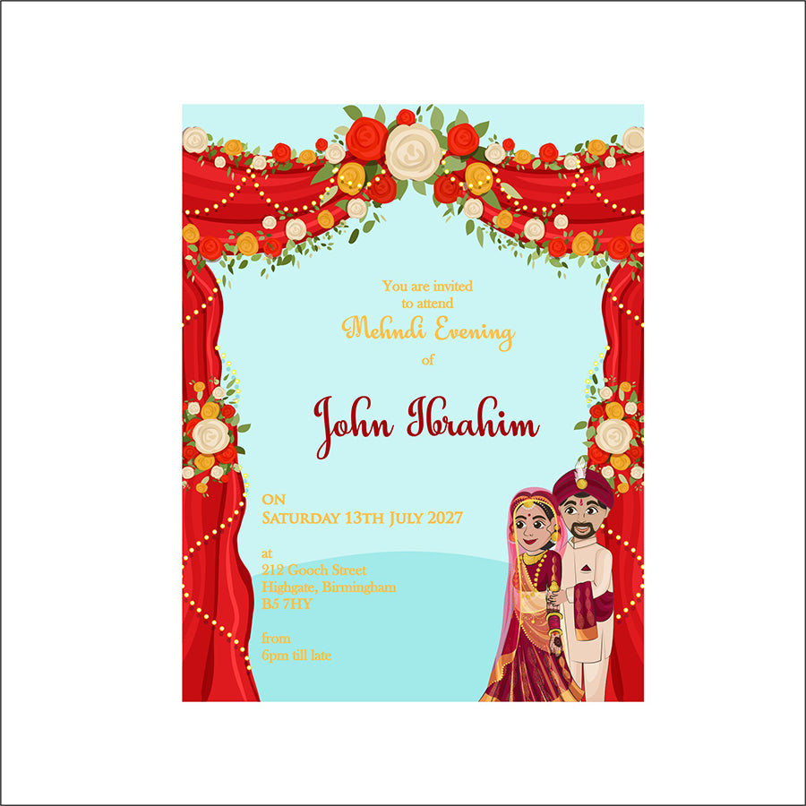 MND 345 Elegant Mehndi / Sangeet Invitation – Shadicards.Com