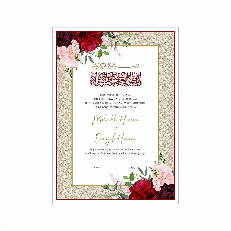 NK 150 Personalized Nikah Nama – Shadicards.Com