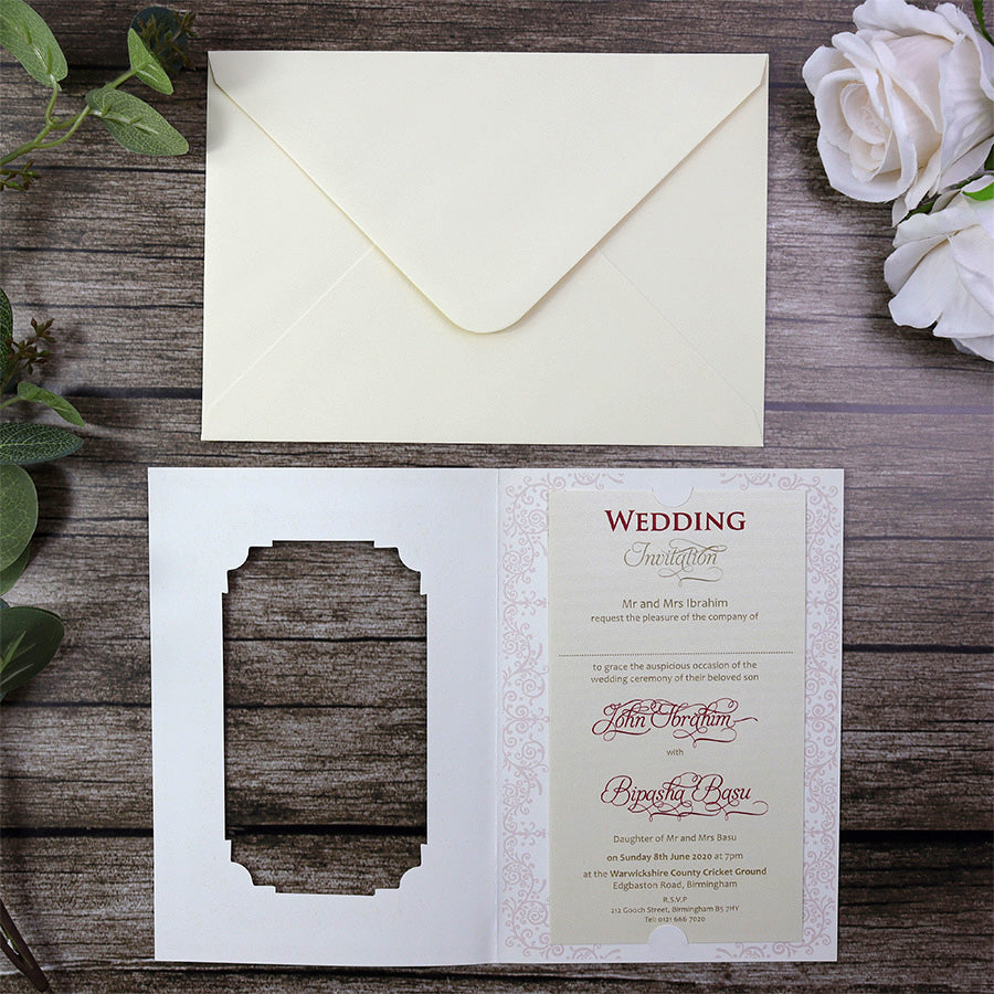 SC 2756 Vintage Rgeal Frame Maroon & Gold Invitation – Shadicards.Com