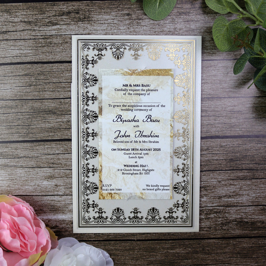 Luxurious Acrylic Wedding Invitations with Gold Foil Accents SC 3731 - – Shadicards.Com