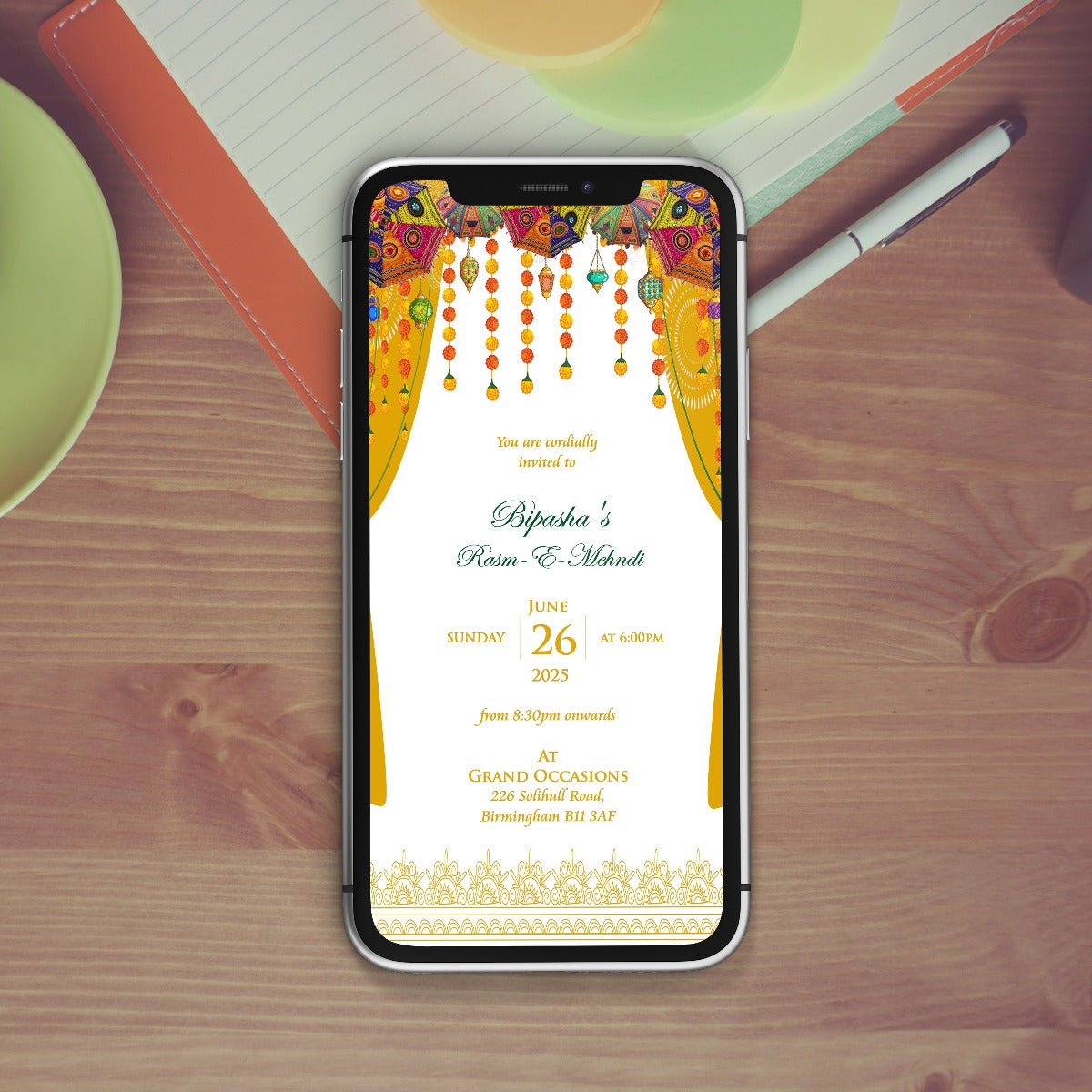 Paperless Digital Mehndi/ Dholki / Sangeet Invitation 322 – Shadicards.Com