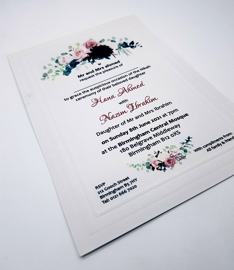 Panache 718 - 102 Floral embossed Invitation – Shadicards.Com