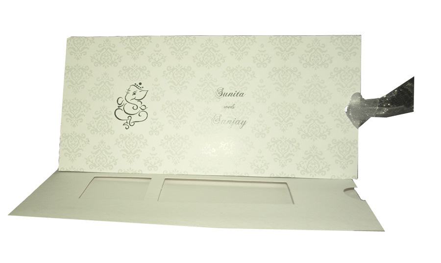 RWB 302H White Hammer Embossed Pocket Invitation – Elegant Traditional – Shadicards.Com