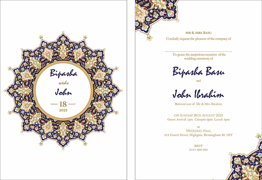 Moroccan Design Translucent Floral Vellum Invitation ABC 1162 – Shadicards.Com
