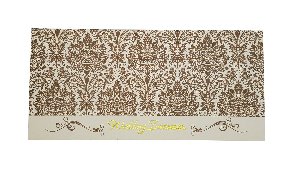 Traditional Damask Brown and Cream Wedding Invitation ABC 442 – Shadicards.Com