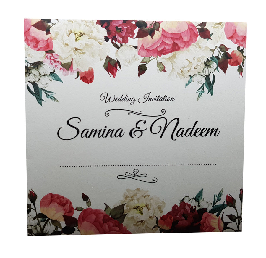Floral Envelopment Pocket Personalised Invitation ABC 877 – Shadicards.Com