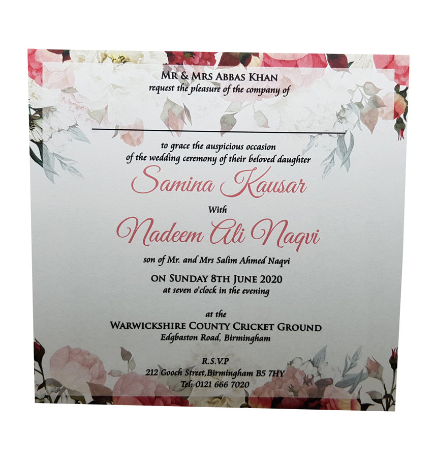Floral Envelopment Pocket Personalised Invitation ABC 877 – Shadicards.Com