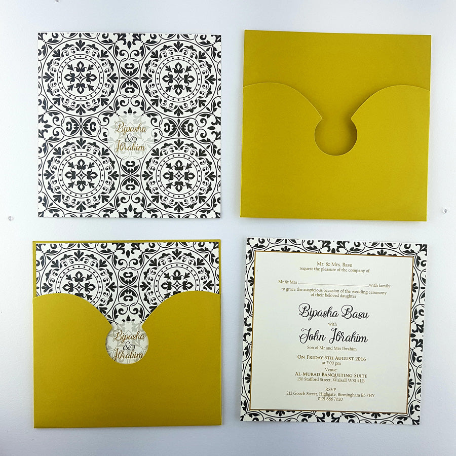 Eccentric Yellow Pocket Invitation ABC 964 – Shadicards.Com