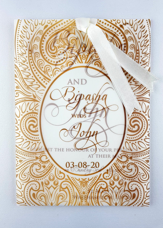 ABC 976 Cream and Gold Vellum Invitation – Shadicards.Com