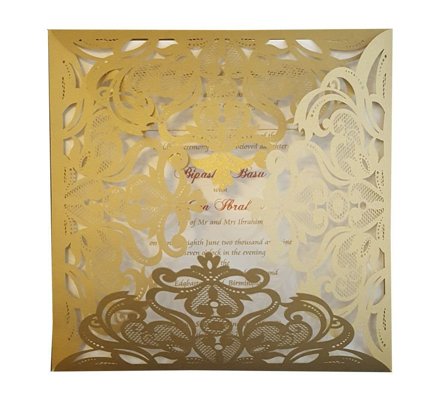 LC F001 Gold lasercut Invitation – Shadicards.Com