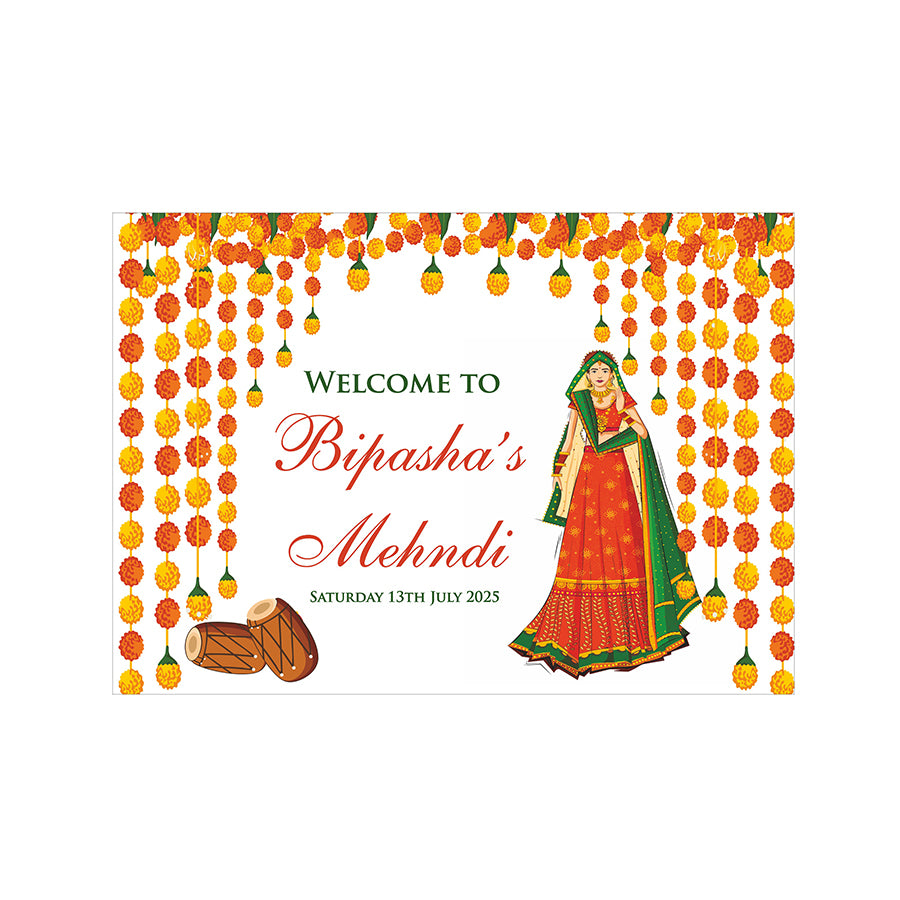 Mehndi Party 304 – A1 Mounted Welcome Poster – Shadicards.Com