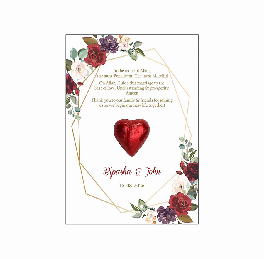 Red Floral Flat A6 Favour Cards FV101 – Add Your Own Chocolate Treat ...