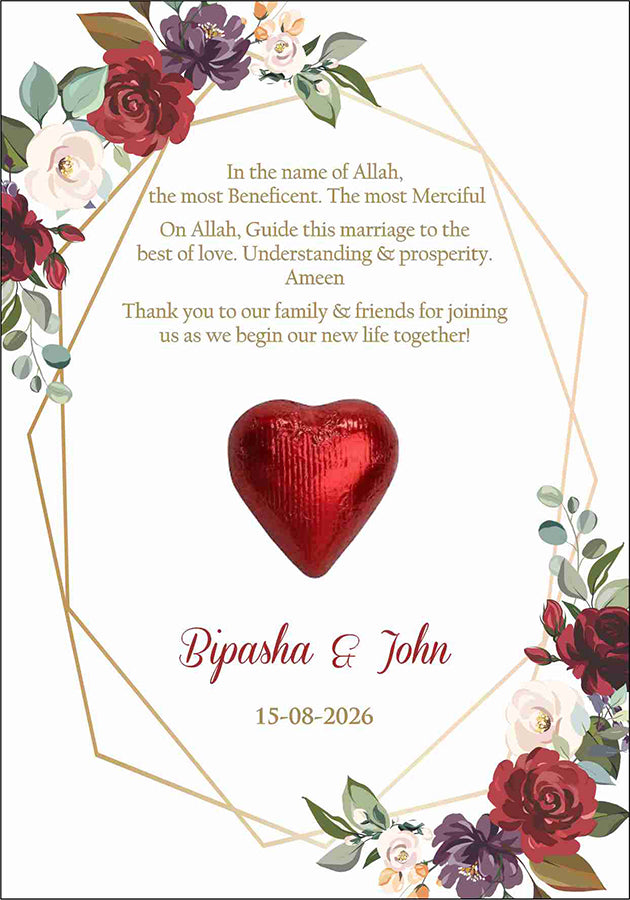 Red Floral Flat A6 Favour Cards FV101 – Add Your Own Chocolate Treat ...