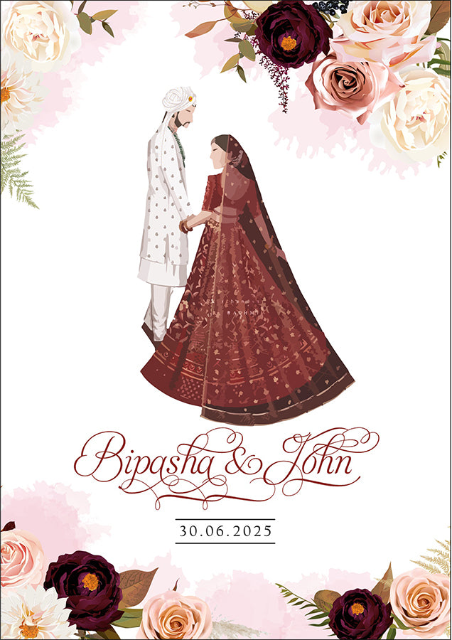 ABC 1151 Floral A5 Double-Sided Shaadi card - Indian Pakistani Couple ...
