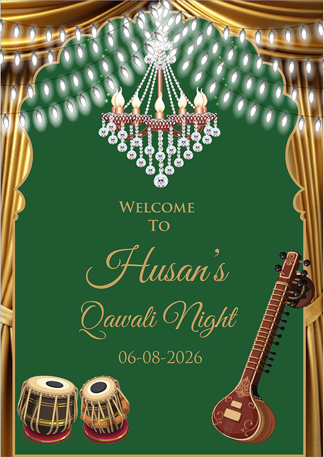 Qawwali Poster Sign 2043 – A1 Mounted Welcome Board for Qawwali Night – Shadicards.Com