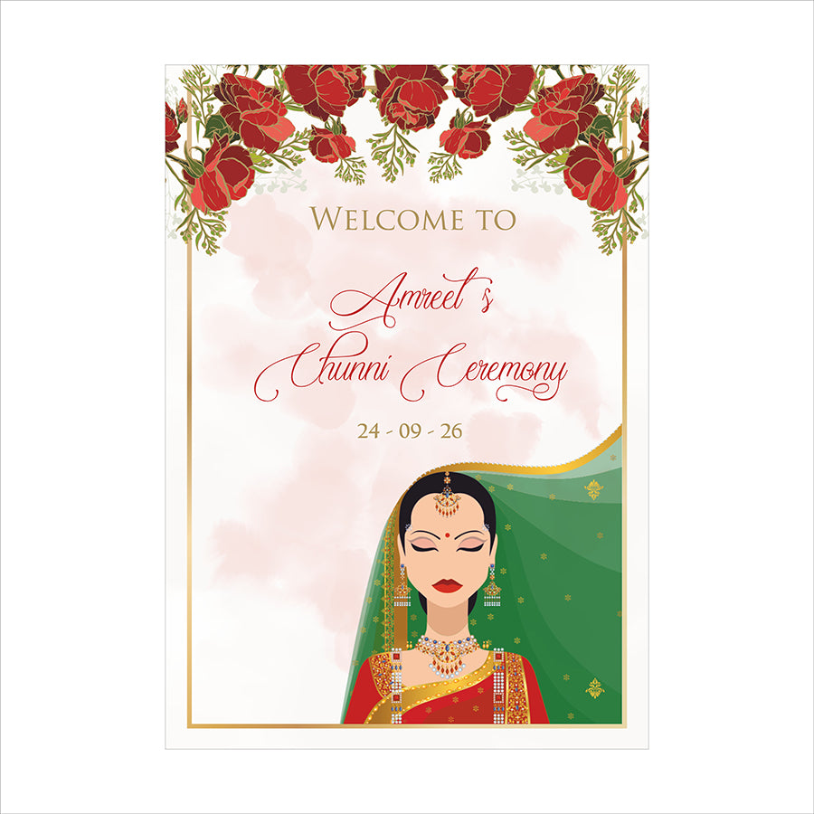 2048 – Elegant A1 Chunni Ceremony Welcome Poster – Shadicards.Com