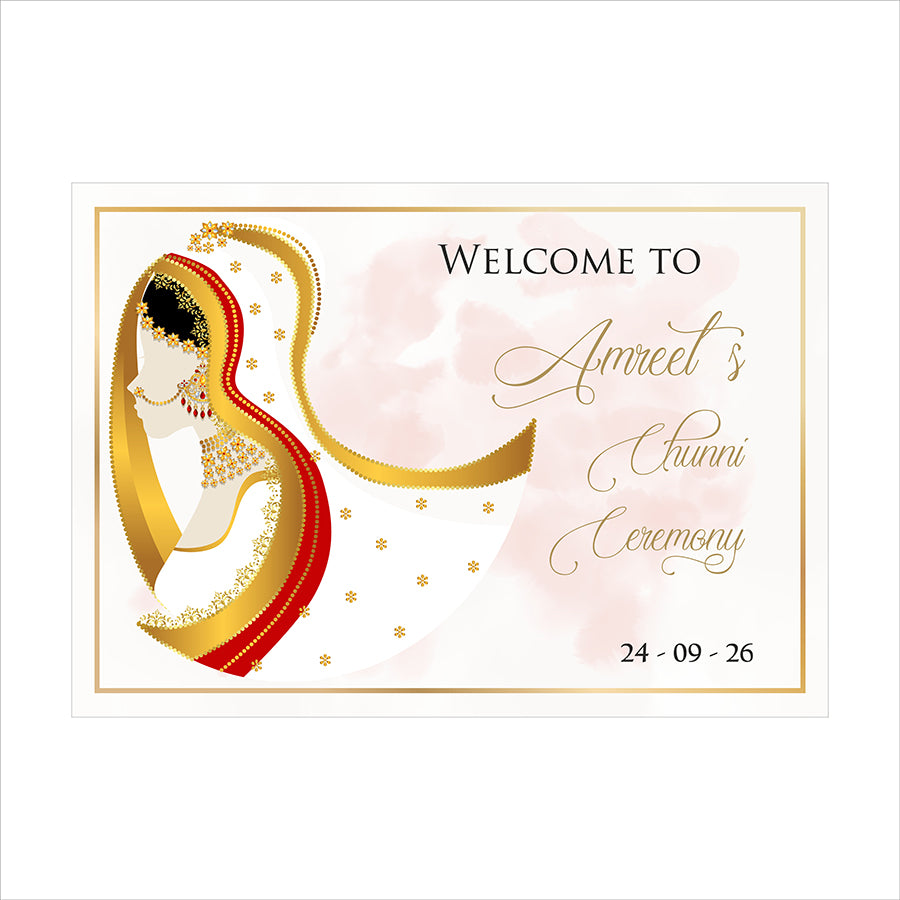 2050 – Elegant A1 Chunni Ceremony Welcome Poster – Shadicards.Com