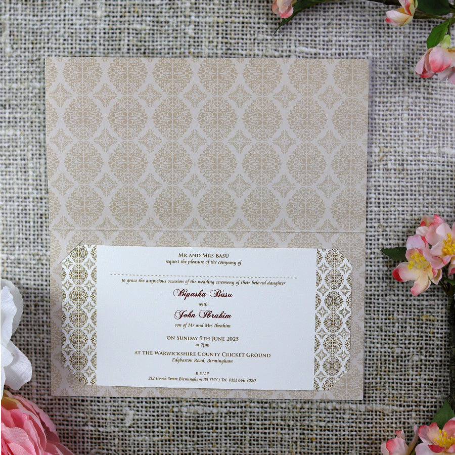 Arabic Calligraphy Bismillah Gold Foiled Golden Damask Design Muslim W – Shadicards.Com