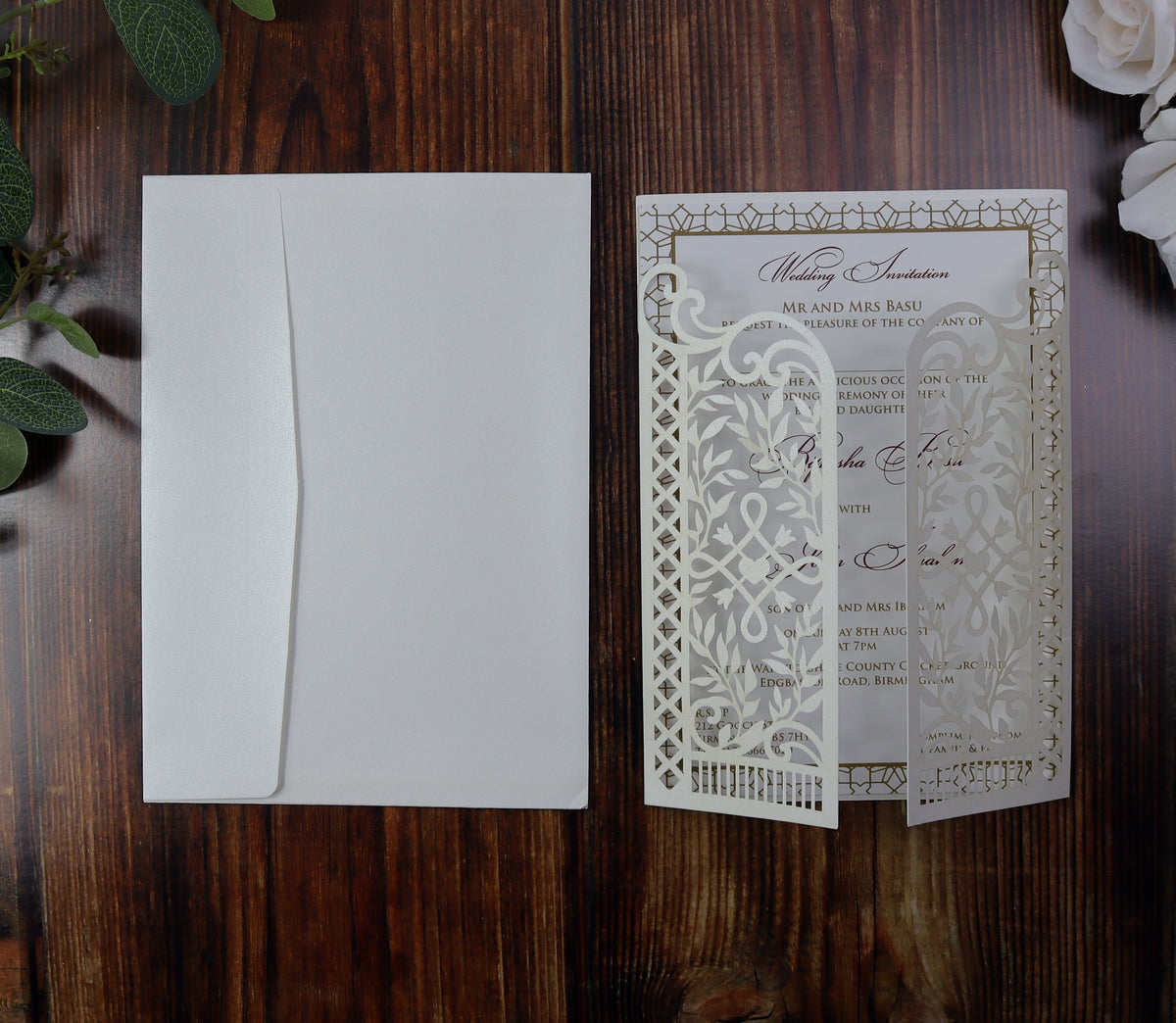 Graceful Ivory Lasercut Invitation LC 9018 – Shadicards.Com