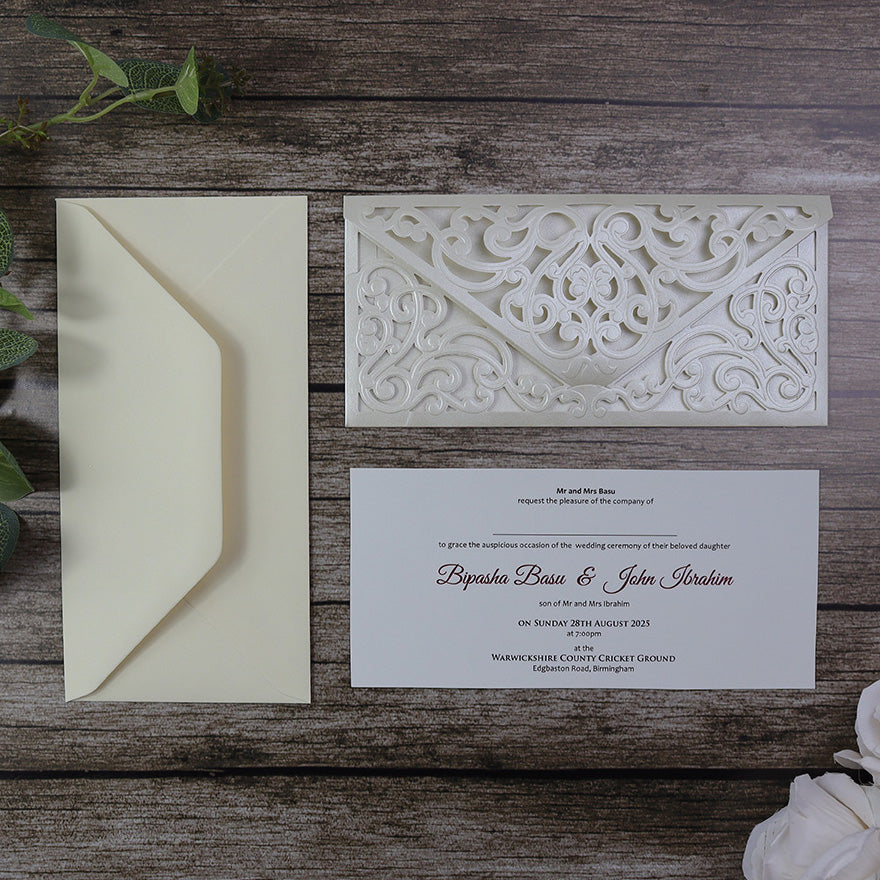 Regal White lasercut Envelope style Pocket Invitation SC 2732 ...