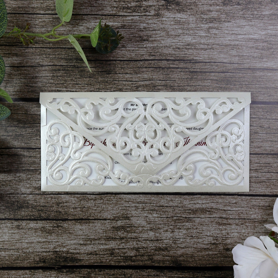 Regal White lasercut Envelope style Pocket Invitation SC 2732 ...