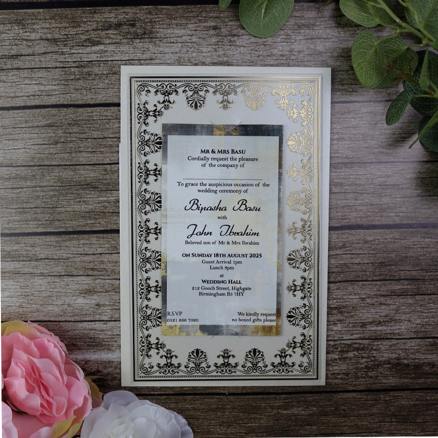 Luxurious Acrylic Wedding Invitations with Gold Foil Accents SC 3731 ...