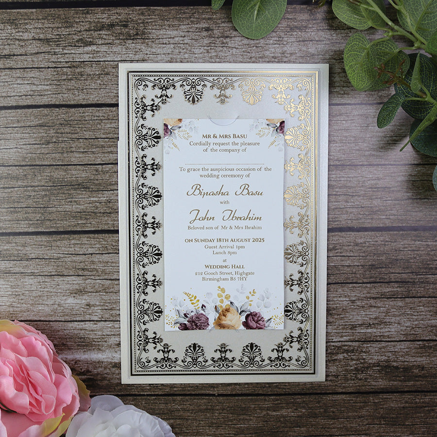 Luxurious Acrylic Wedding Invitations with Gold Foil Accents SC 3731 ...