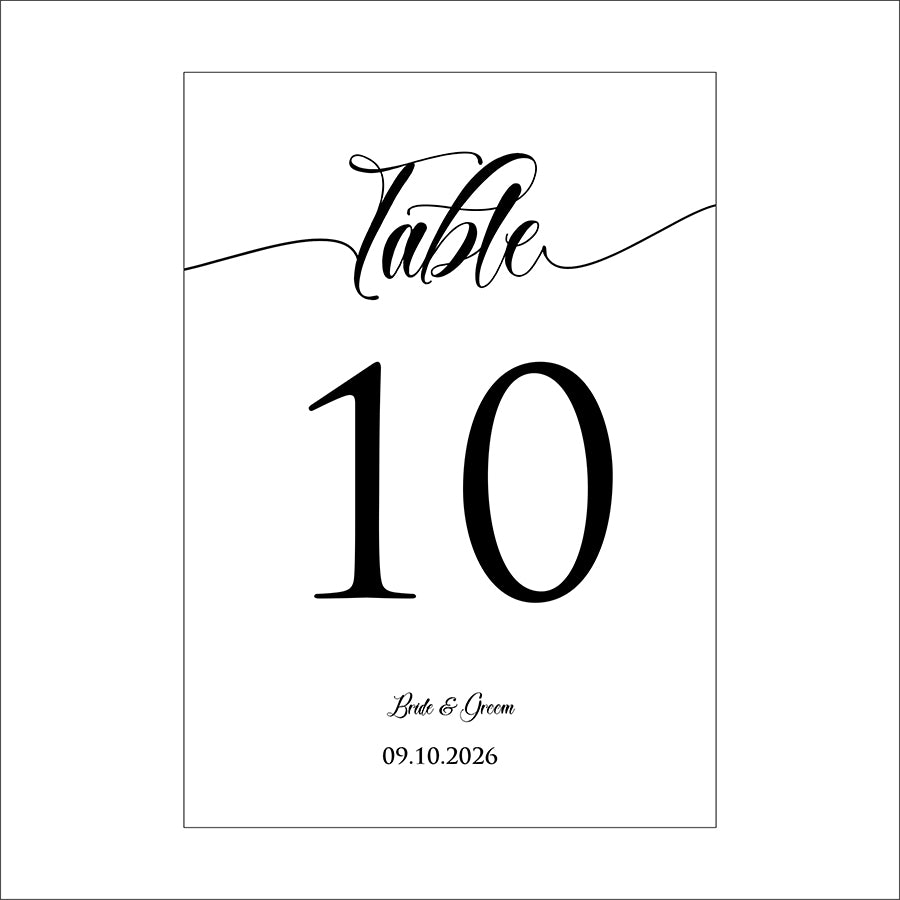 Personalized A5 Wedding Table Numbers: Elegant A5 Black and White Tabl ...