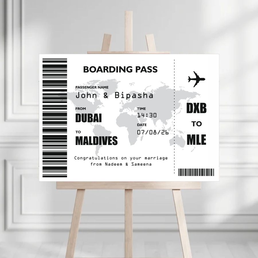 A1 Novelty Boarding Pass Wedding Gift – Large Custom Honeymoon Ticket ...