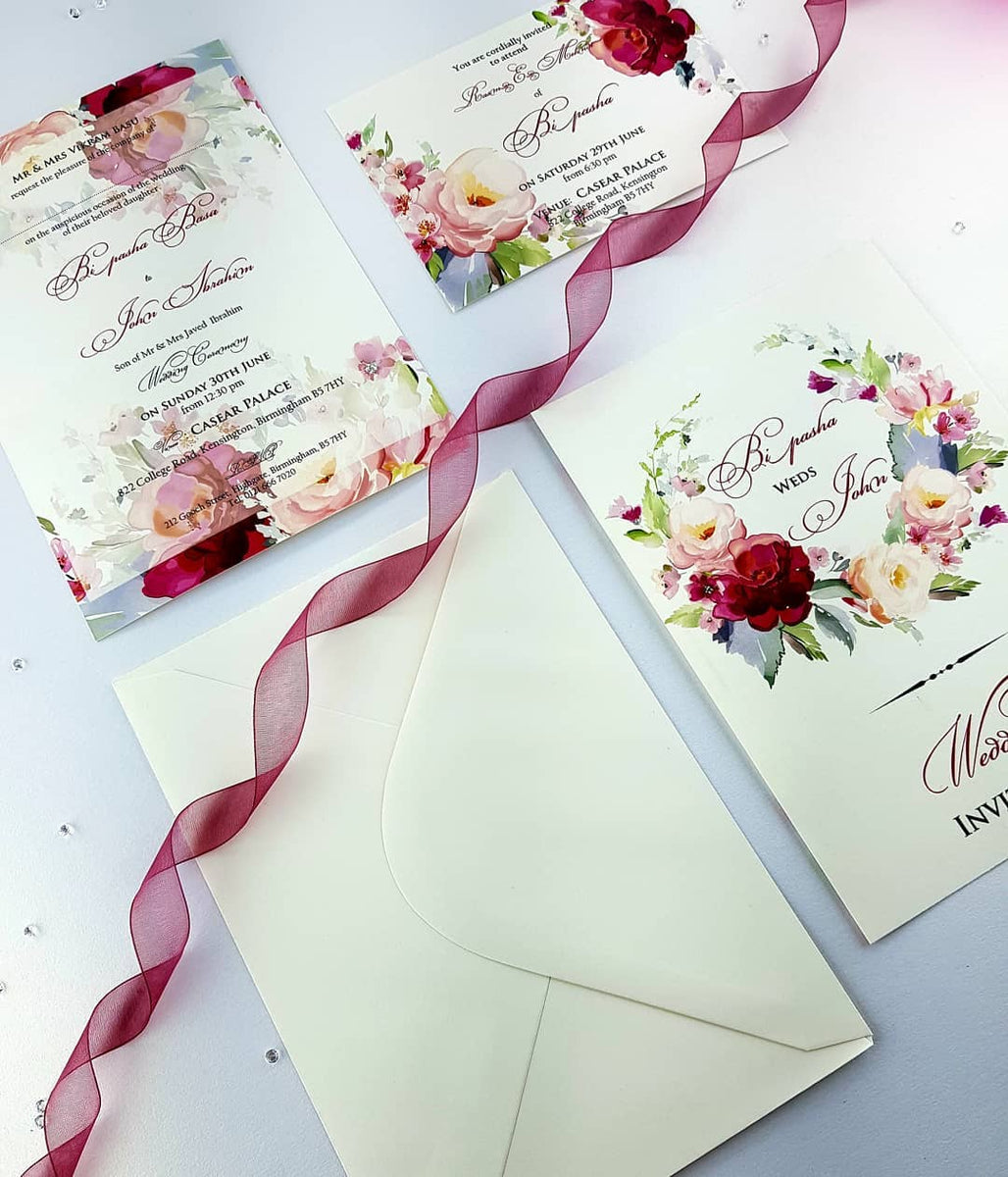 NZ 996 Lavish Pastel Pink Wreath Invitation – Shadicards.Com