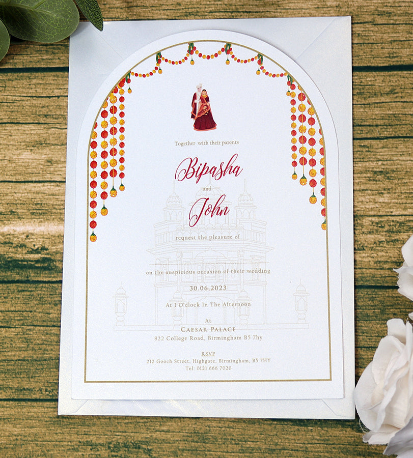 White Arch Ethnic A5 Invitation ABC 1211 – Shadicards.Com