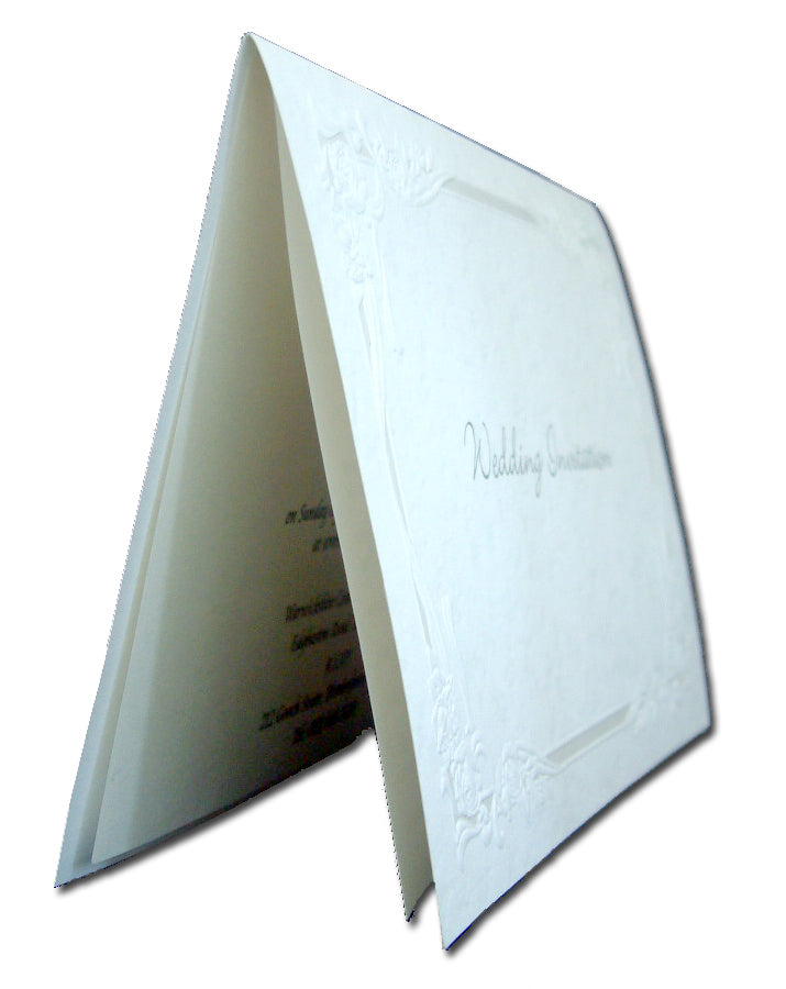 2089 Muslim Embossed white rose elegance wedding invite – Shadicards.Com