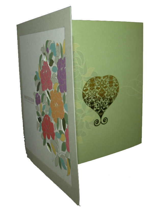 7044 Vivid Colors Floral Bouquet Square 2-Fold Invitation - Purple, Pi ...