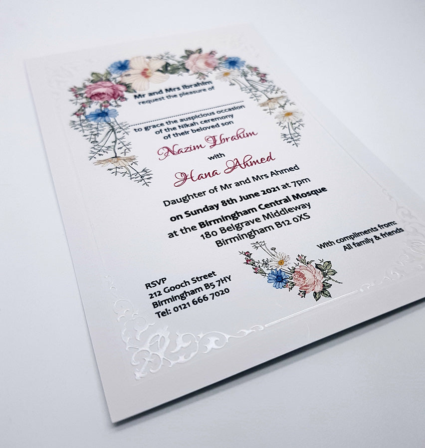 Panache 832 Floral embossed Invitation – Shadicards.Com