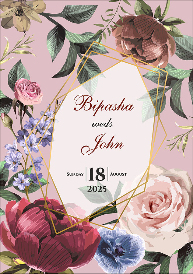ABC 1055 Floral A5 Invitation – Shadicards.Com