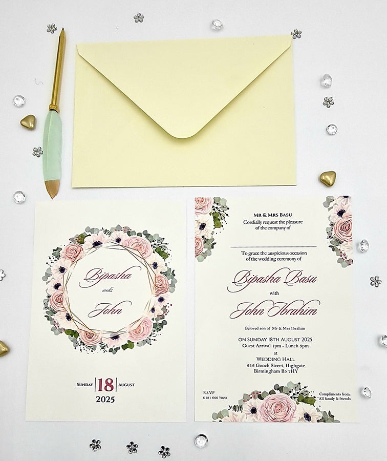 ABC 1080 Floral A5 Double Sided Invitation – Shadicards.Com