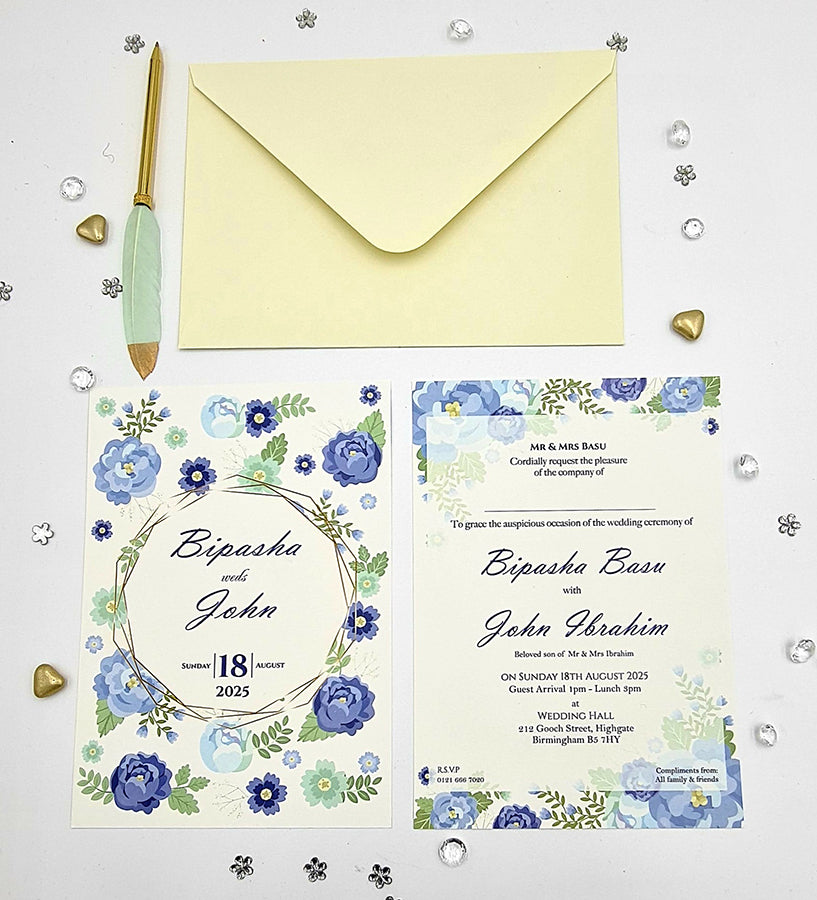 ABC 1131 Floral A5 Double Sided Invitation – Shadicards.Com