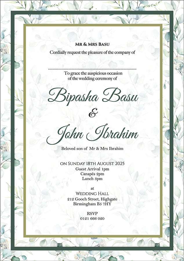 ABC 1112 Floral A5 Invitation – Shadicards.Com
