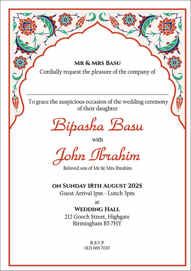 ABC 1140 Floral A5 Invitation – Shadicards.Com