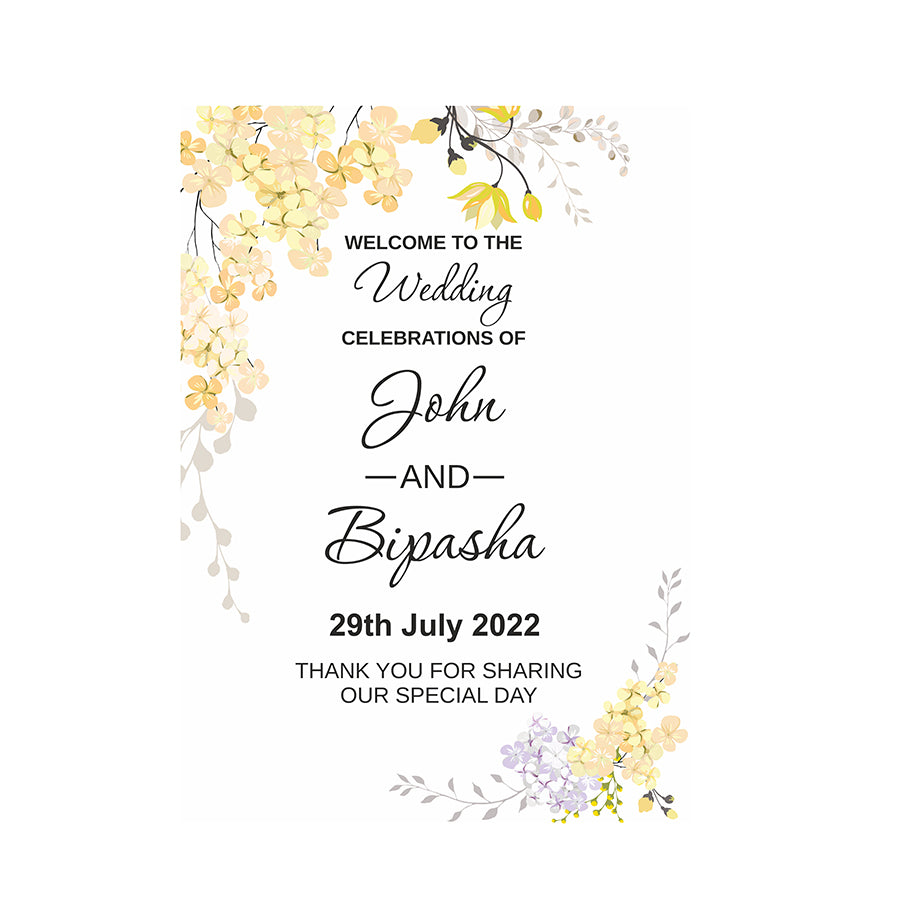 Yellow Floral – A1 Mounted Welcome Poster – Shadicards.Com