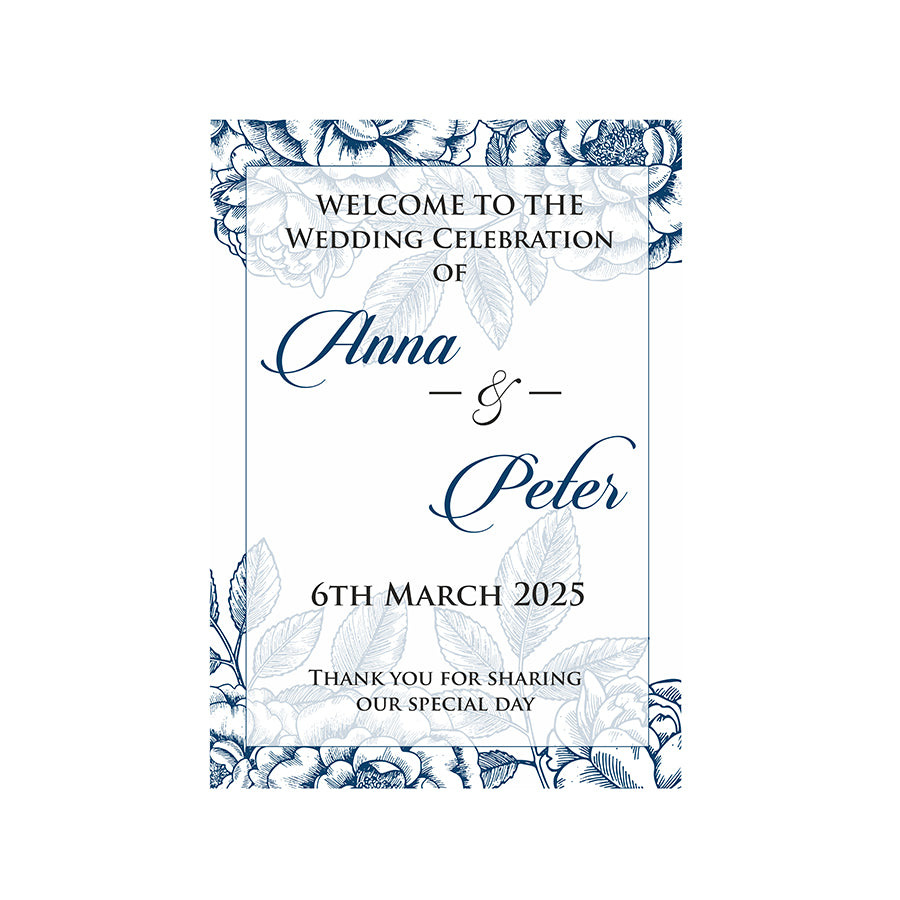 Blue Floral – A1 Mounted Welcome Poster – Shadicards.Com