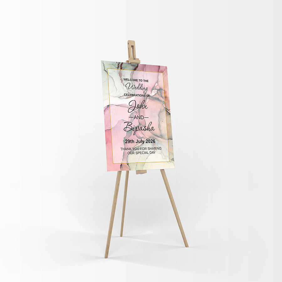 Pink Marble – A1 Mounted Welcome Poster – Shadicards.Com