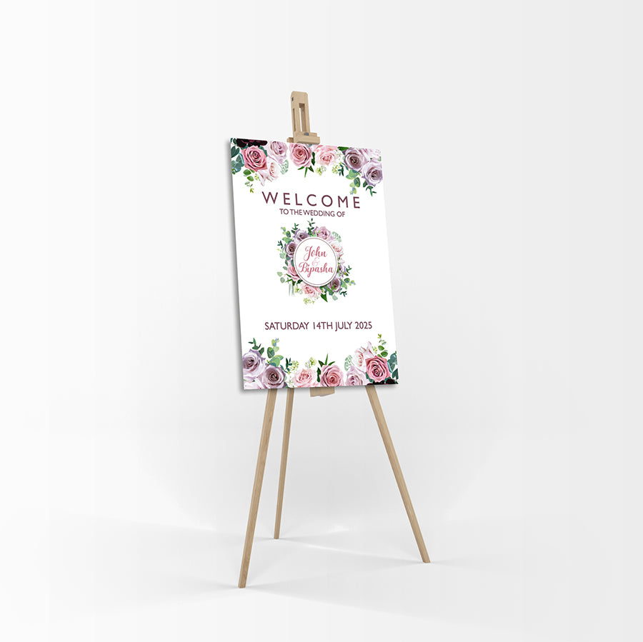 Burgundy Rose Wreath – A1 Mounted Welcome Poster – Shadicards.Com