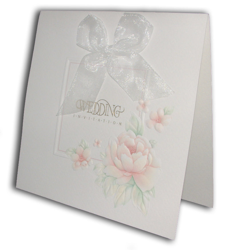 BW16 Elegant Ecru Folded Wedding Invitation with Gold Foil & Red Rose ...