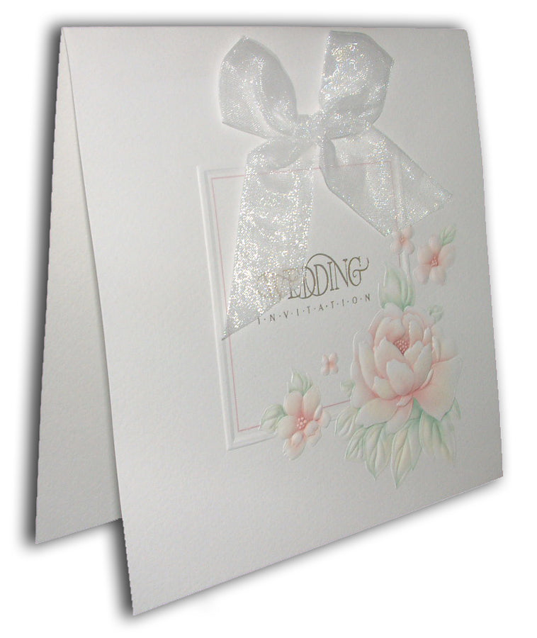 BW16 Elegant Ecru Folded Wedding Invitation with Gold Foil & Red Rose ...