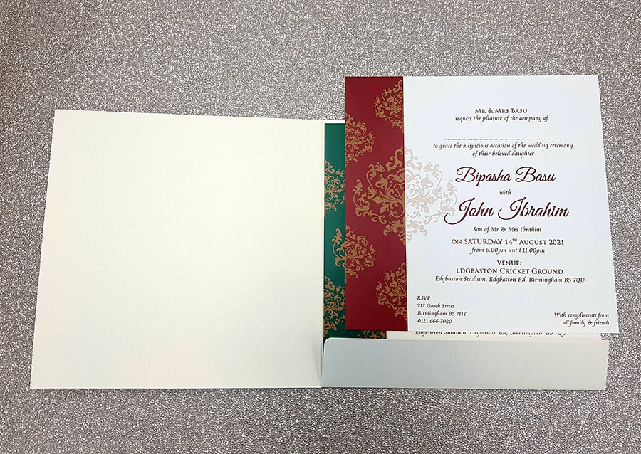 Ivory Elegant Design Large Asian Indian Wedding Invitation with matchi ...